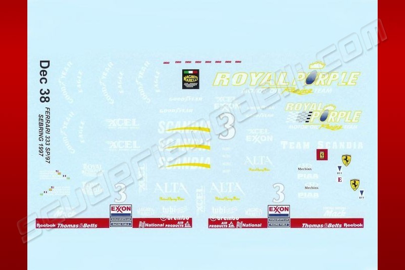 BBR Models 1997 Ferrari Decal 333 SP #3 Sebring SCANDIA - Red