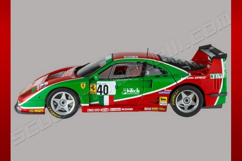 Mattel / Hot Wheels 1995 Ferrari Ferrari F40 LM - #40 BRUMMEL - Red / Green